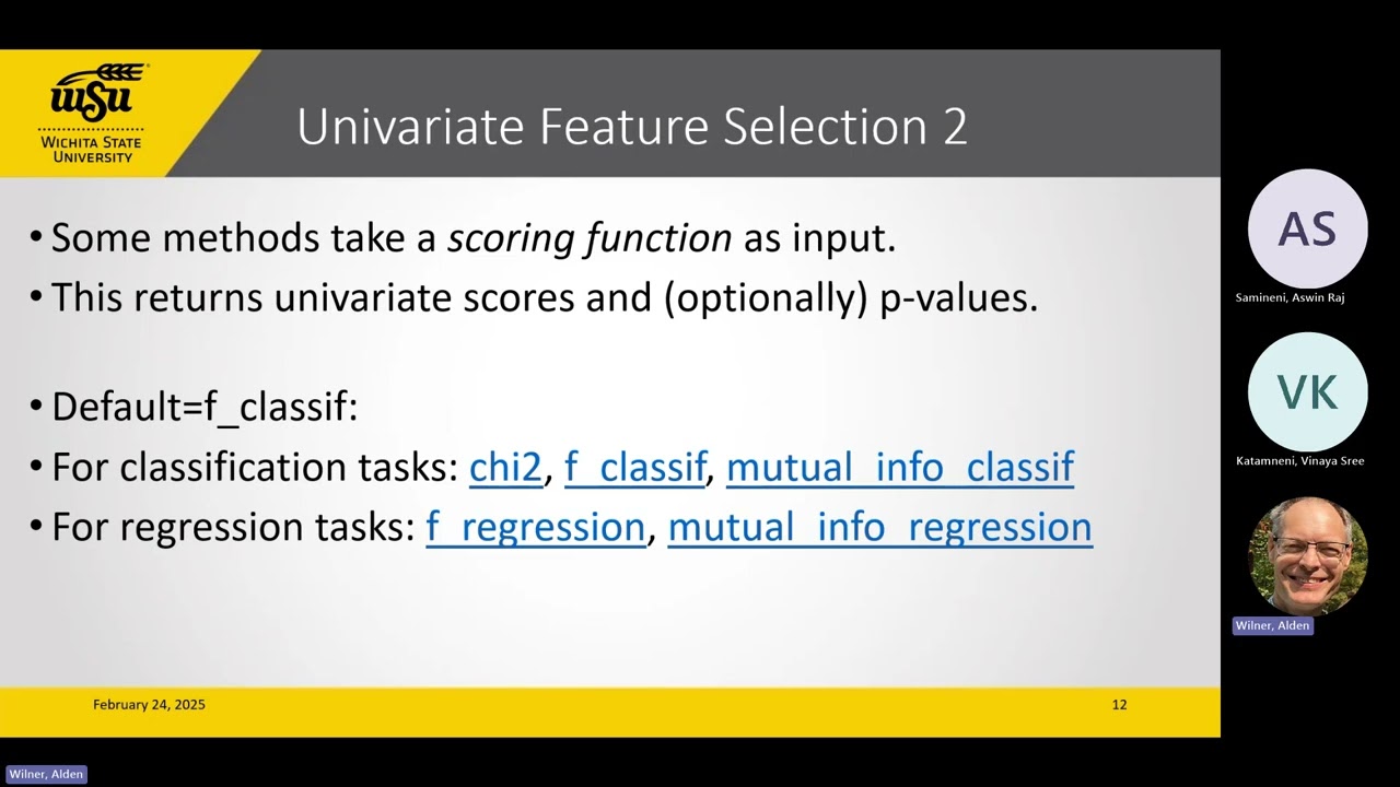 Variable selection part 1 by professor Wilner