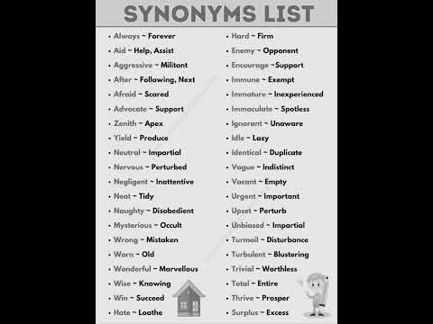 List of synonyms.