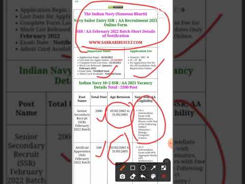 Indian navy SSR/AA vacancy 2021/2022 notification / navy new vacancy SSR/AA #Shorts