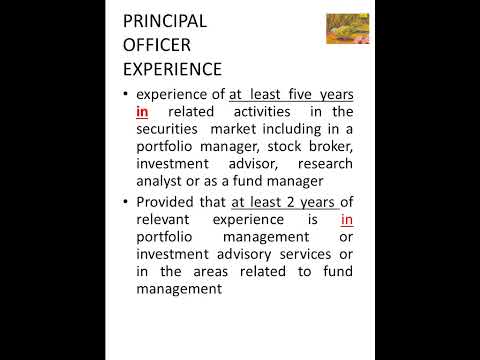 Experience of the PRINCIPAL OFFICER in a Portfolio Manager services
