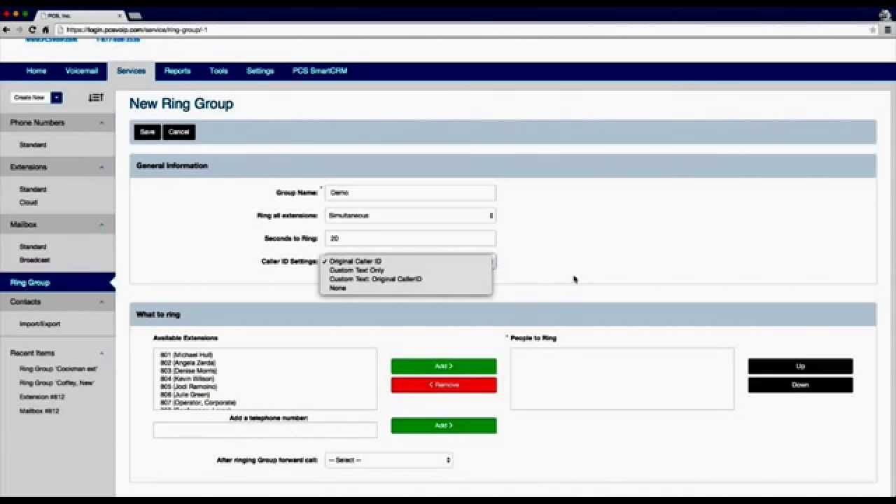 PCS- create a group with cell phone numbers