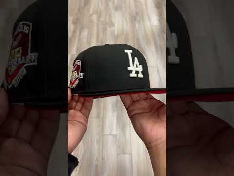 Los Angeles Dodgers 50th Anniversary New Era 59Fifty Fitted Hat GITD Black Red Under Brim