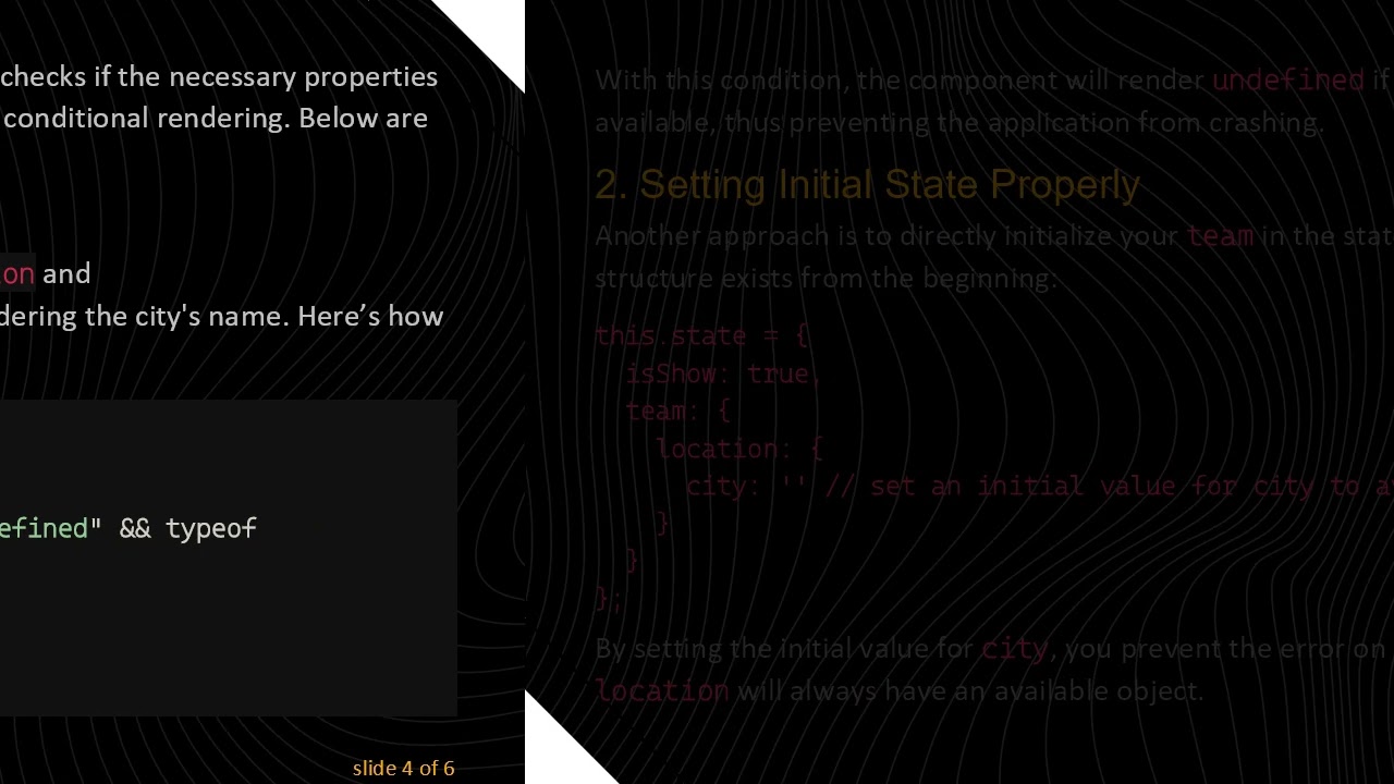 Resolving the Unhandled Rejection (TypeError): Cannot read property 'city' of undefined in React