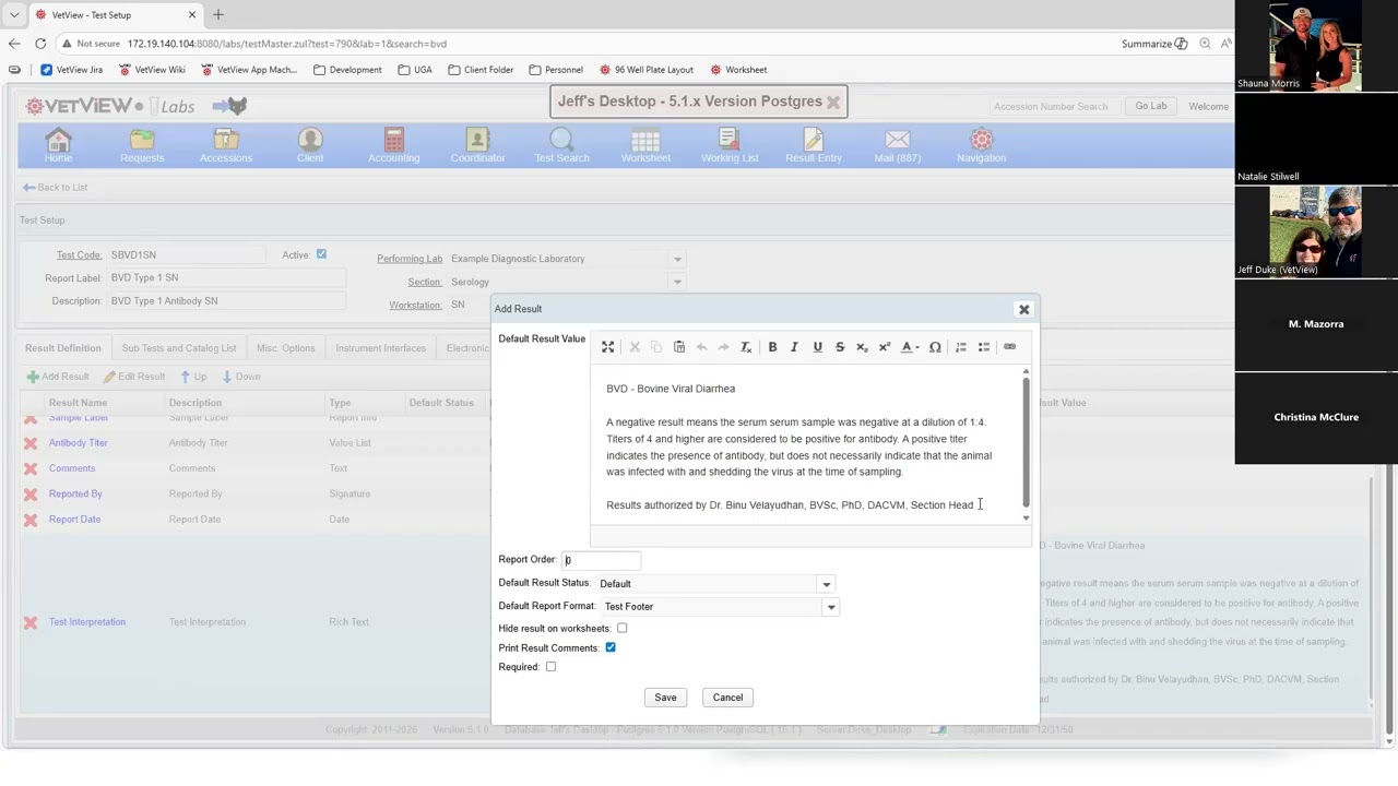 Training: Test Setup