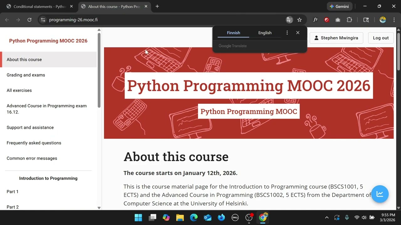 Python Programming MOOC 2026 - Part 1.5.3 Conditional Statements