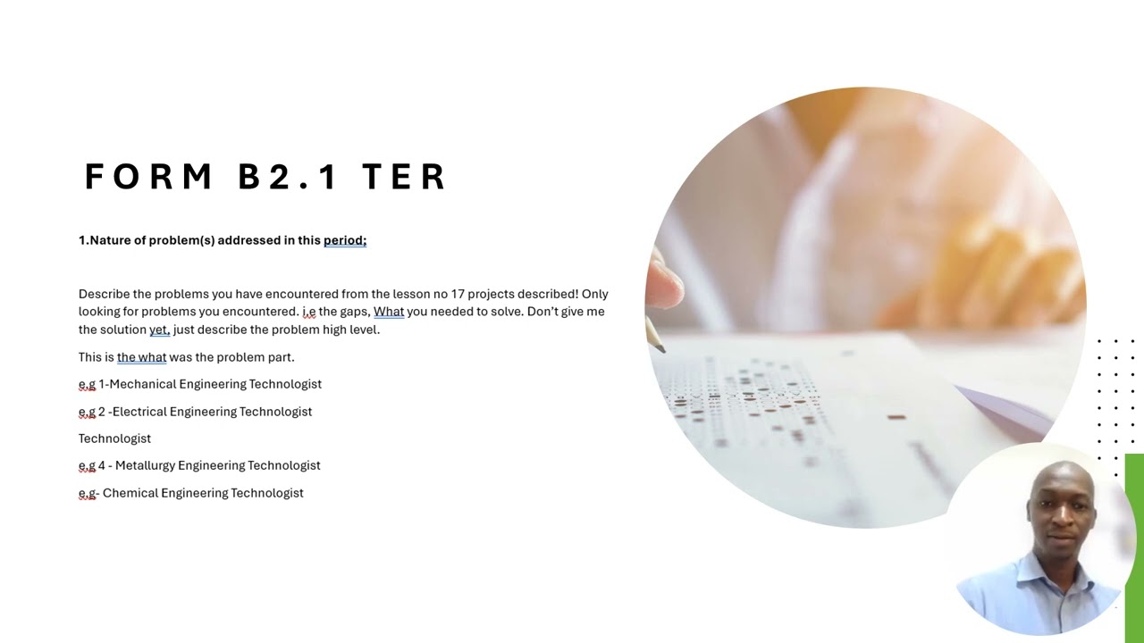 Lecture 6-Form B2.1 Training Experience Report (TER)