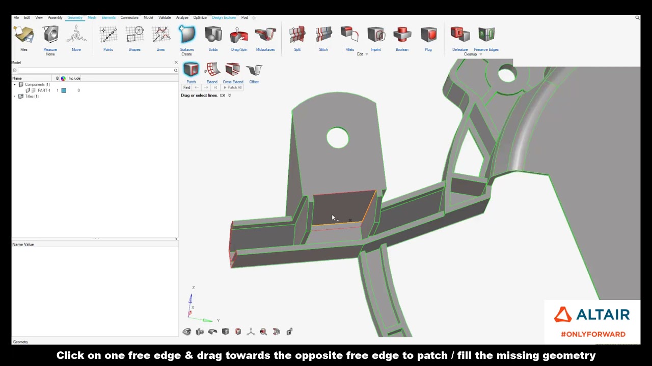 Learn HyperWorks  Interface - Geometry Surface Patch
