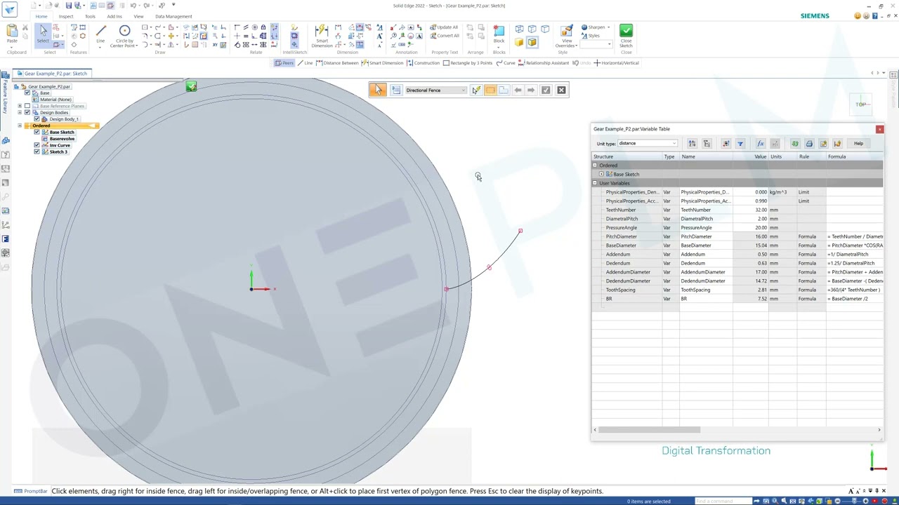 Modelling a Involute Gear in Solid Edge