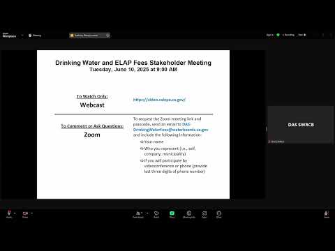 6 10 25 Drinking Water and ELAP Fees Stakeholder Meeting Recording
