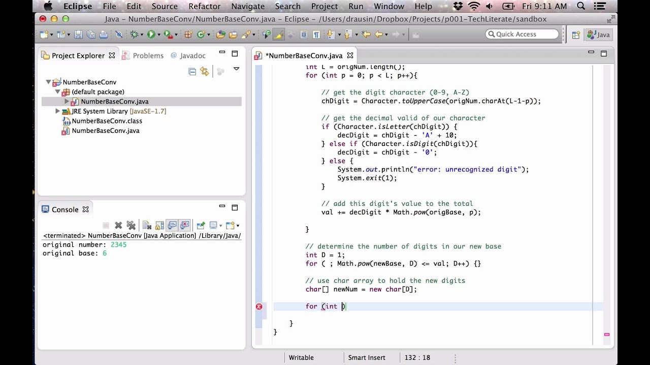 Jave walk through: Number Base Conversion