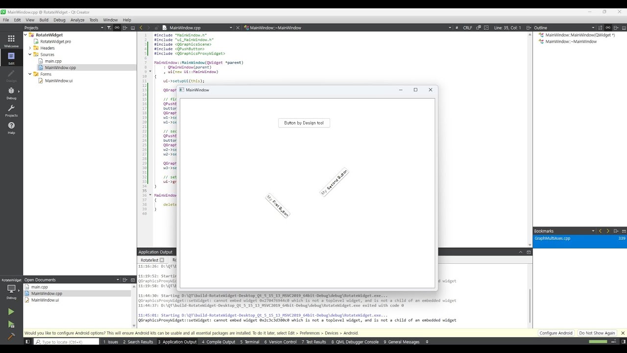 Qt : How to rotate widgets