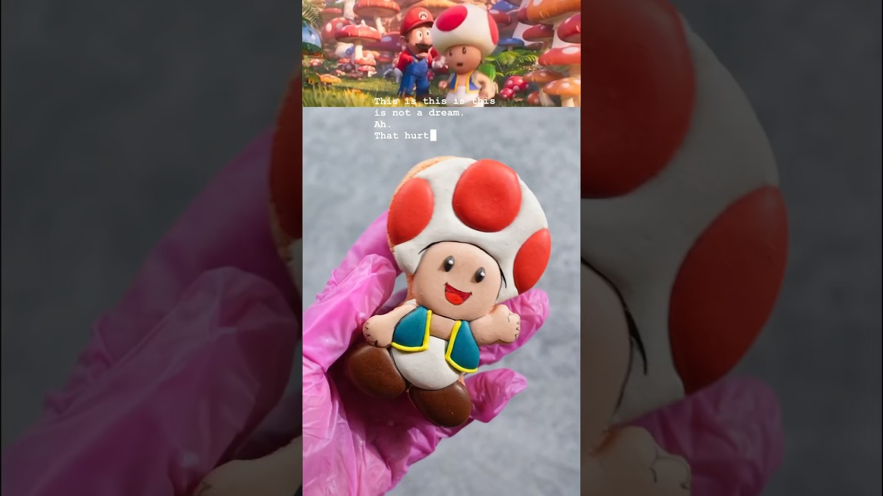 Make a Toad Macaron with me! #baking #macarons #supermario