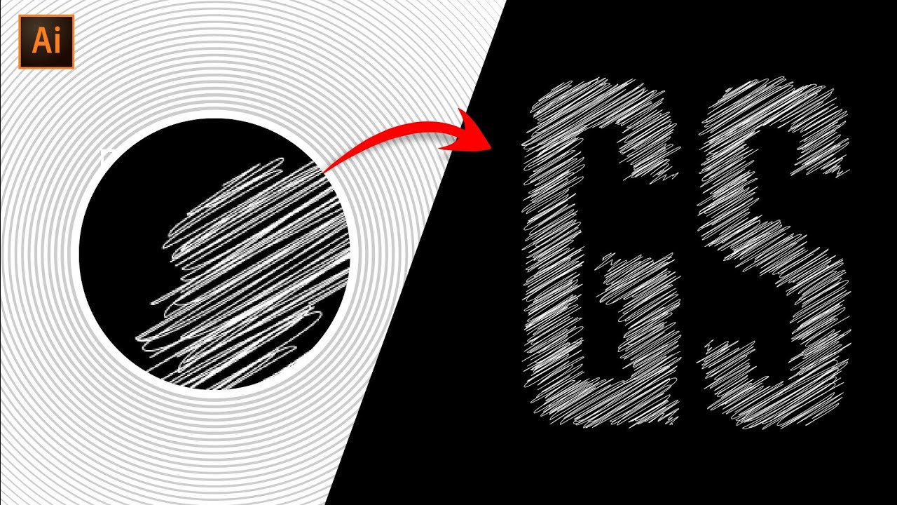 How To Create a Scribble Text Effect in Adobe Illustrator #Short #Illustrator