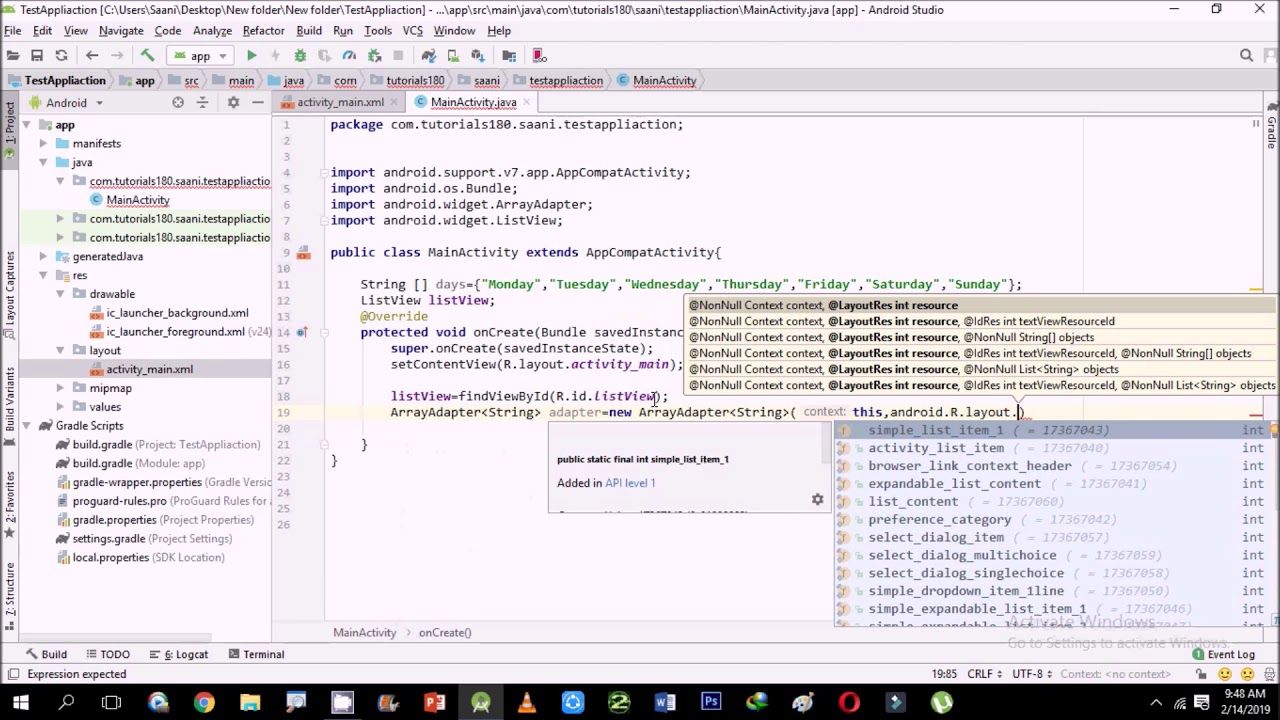 Creating Simple ListView in Android Studio | Part One