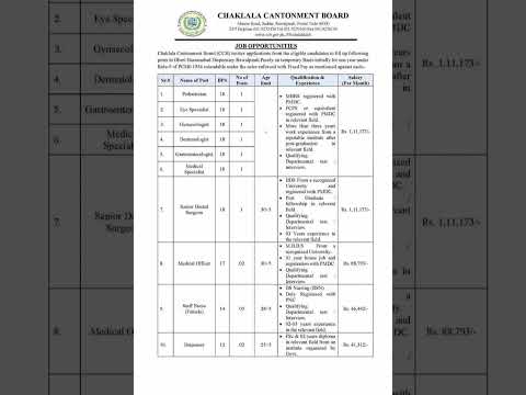 Chaklala cantonment board #job #jobs #jobhunting