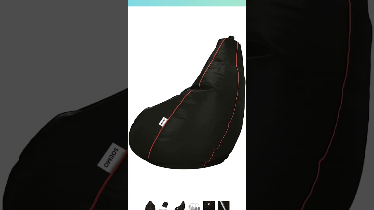 Amazon Brand - Solimo XXXL Leatherette Bean Bag Cover without Beans (Black with Pink Piping)