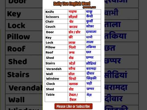 Daily Use English Word || घरेलू वस्तुओं के नाम हिंदी अंग्रेजी में || By POPULAR GYAN || #shorts.
