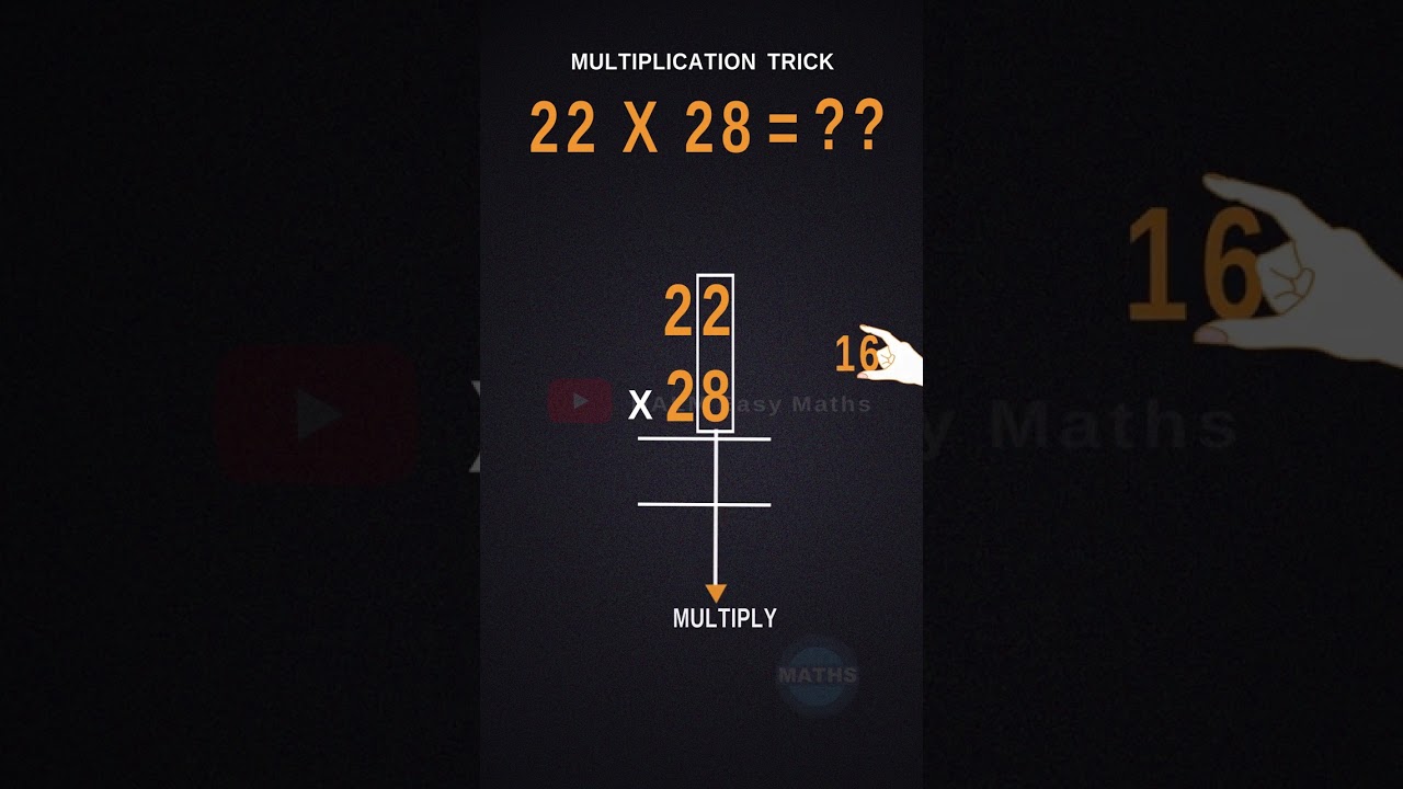 Multiplication trick for 22 by 28 #maths #multiplication #shorts