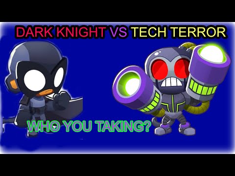 Super Monkey Showdown between Dark Knight Vs Tech Terror/Late game. Bloons TD Battles 2