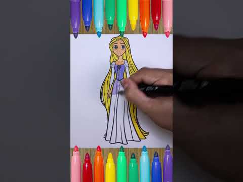 Rapunzel da colorare - Disegni Disney da colorare - Tutorial per bambini #drawing