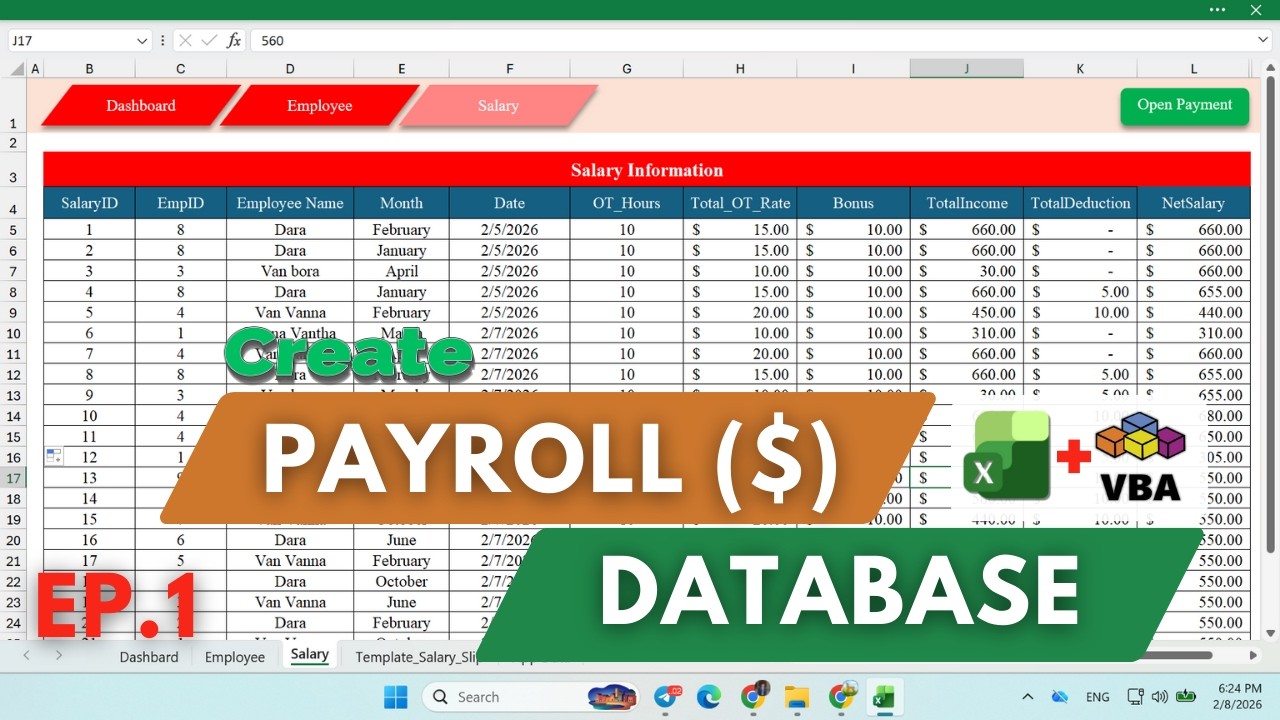 Create Payroll Database Structure in Excel VBA | Payroll System (EP.1)