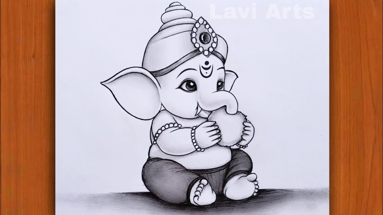How to Draw Ganapti Ganesh With Modak- Pencil Chitra| Ganesh Chaturthi drawing | Easy Pencil Drawing