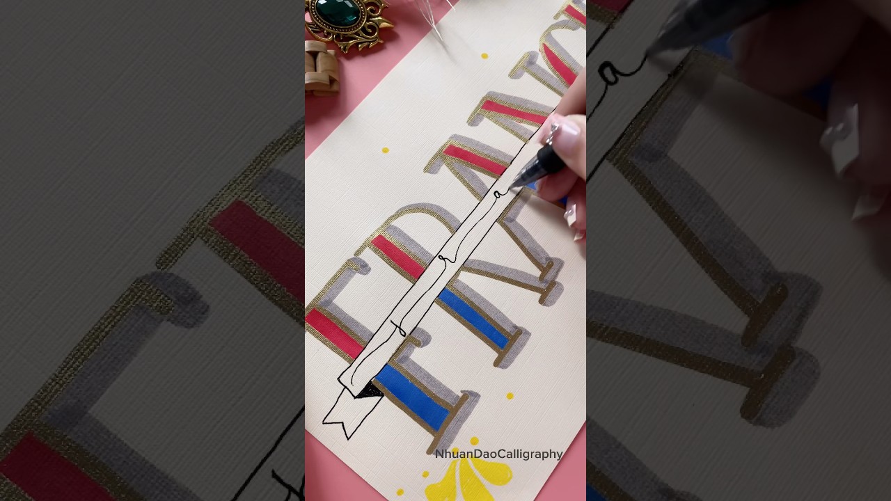 Lettering “France” 🇫🇷🥰😍 #calligraphy #nhuandaocalligraphy #satisfying #shorts