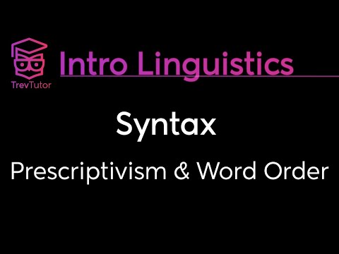 [Introduction to Linguistics] Word Order, Grammaticality, Word Classes