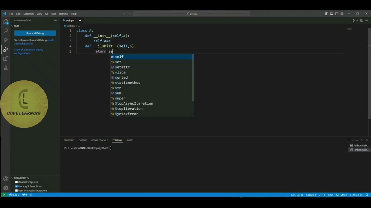 Python | Operator overloading 'comparison operator 'left shift' | CodeLearning