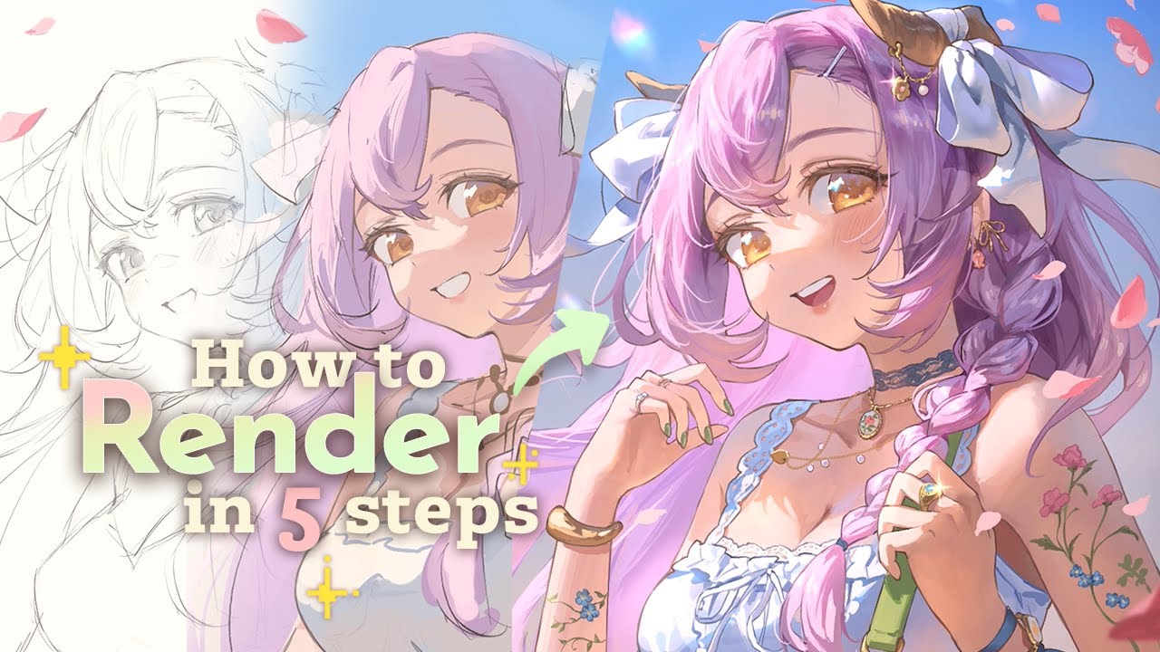 How I render ☁ sketch to render process in Procreate