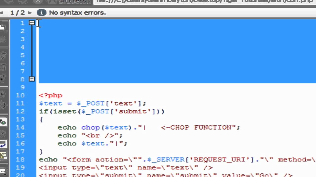 PHP String Function: chop( )