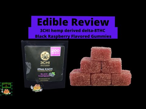 Edible Review: 3CHI hemp derived delta-8THC Black Raspberry Flavored Gummies