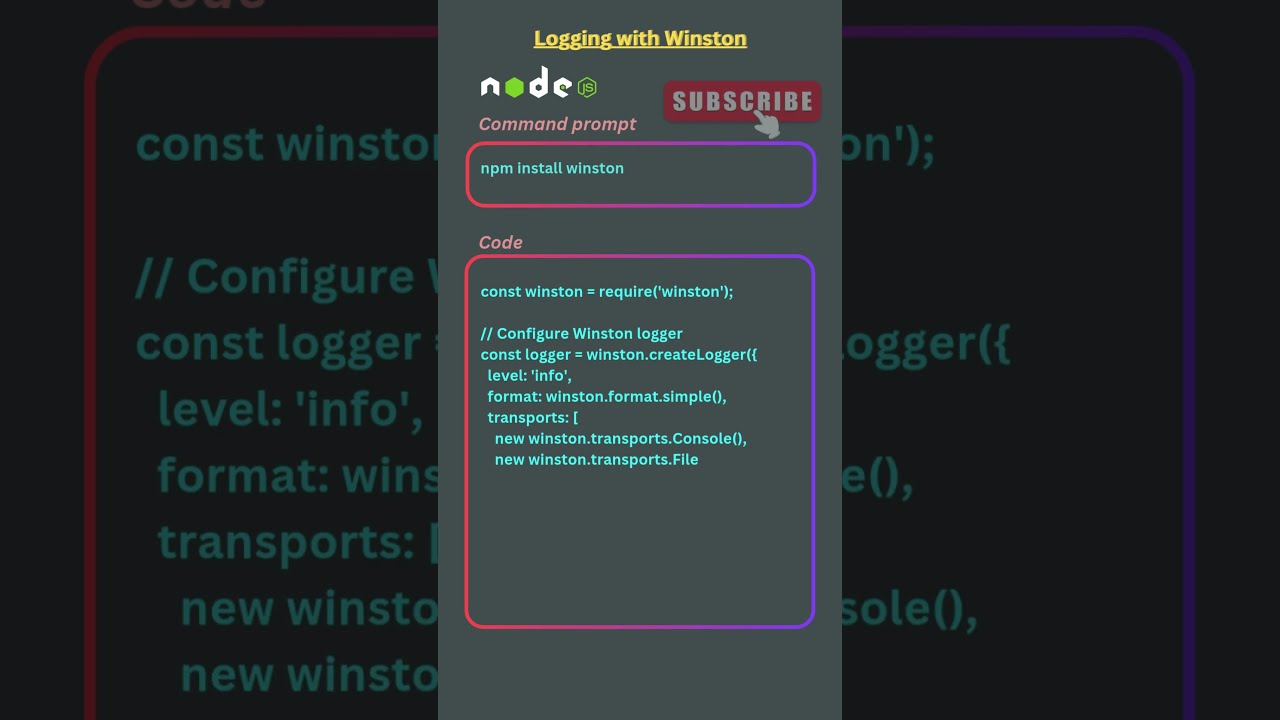 Logging with Winston in node js #WinstonLogging #nodejs #shorts
