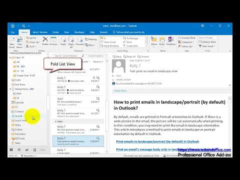 How to show or hide folder list view in Outlook