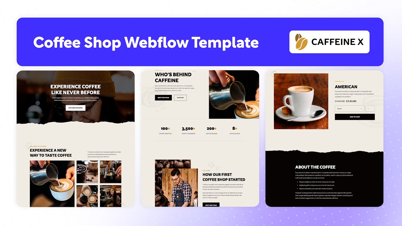 Coffee Shop Website Template | Caffeine X - BRIX Templates