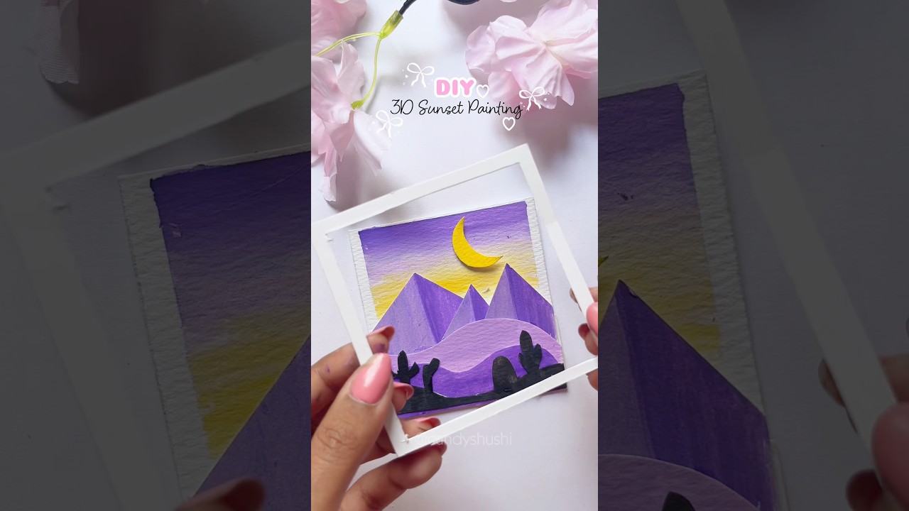 DIY 3D Sunset Painting🌙😱😱 #art #acrylicpainting  #shorts #viral