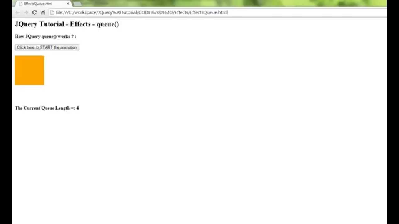JQUERY EFFECTS QUEUE METHOD DEMO