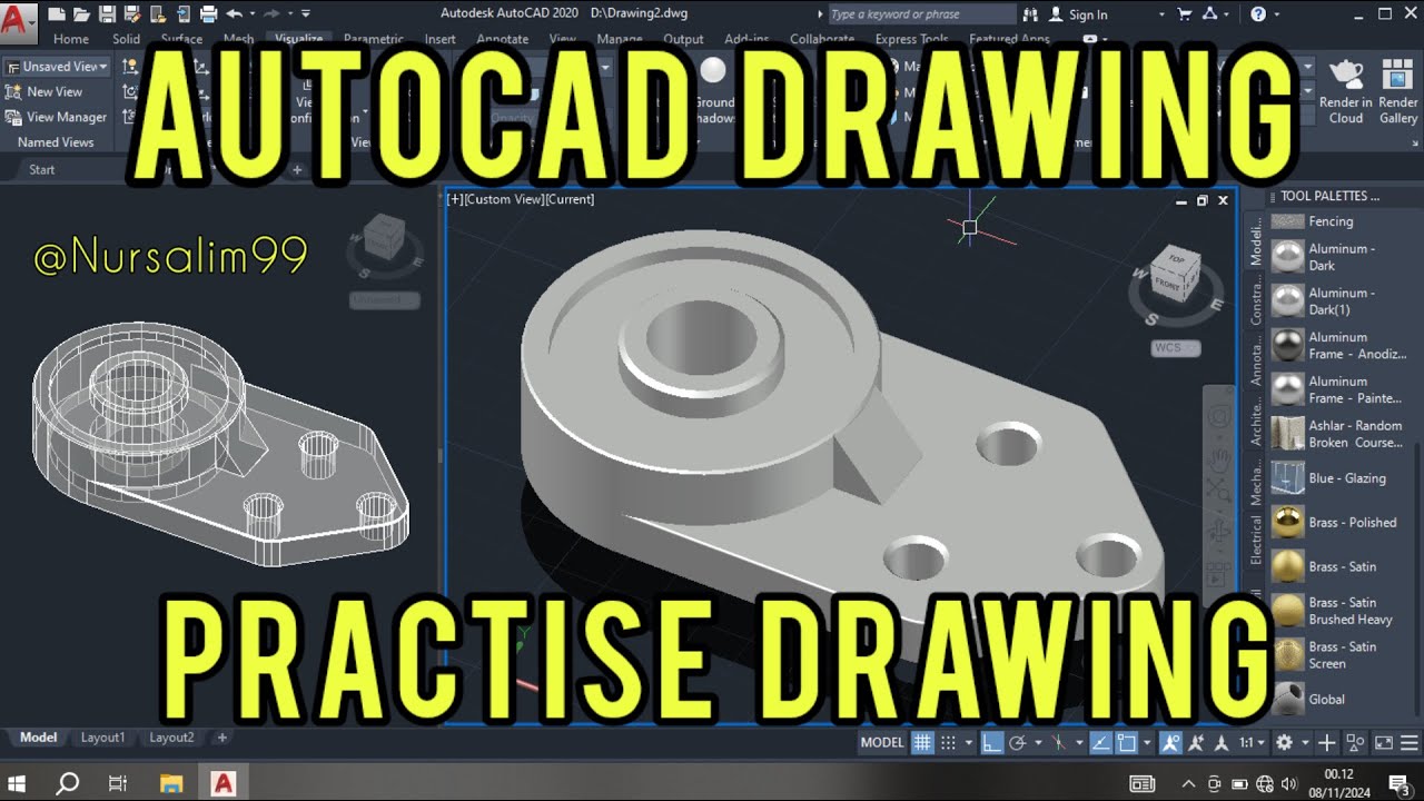 AutoCAD Drawing | Practise Drawing, Tugas Drawing