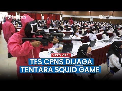 Viral, Tes CPNS di Surabaya Dijaga Tentara Squid Game
