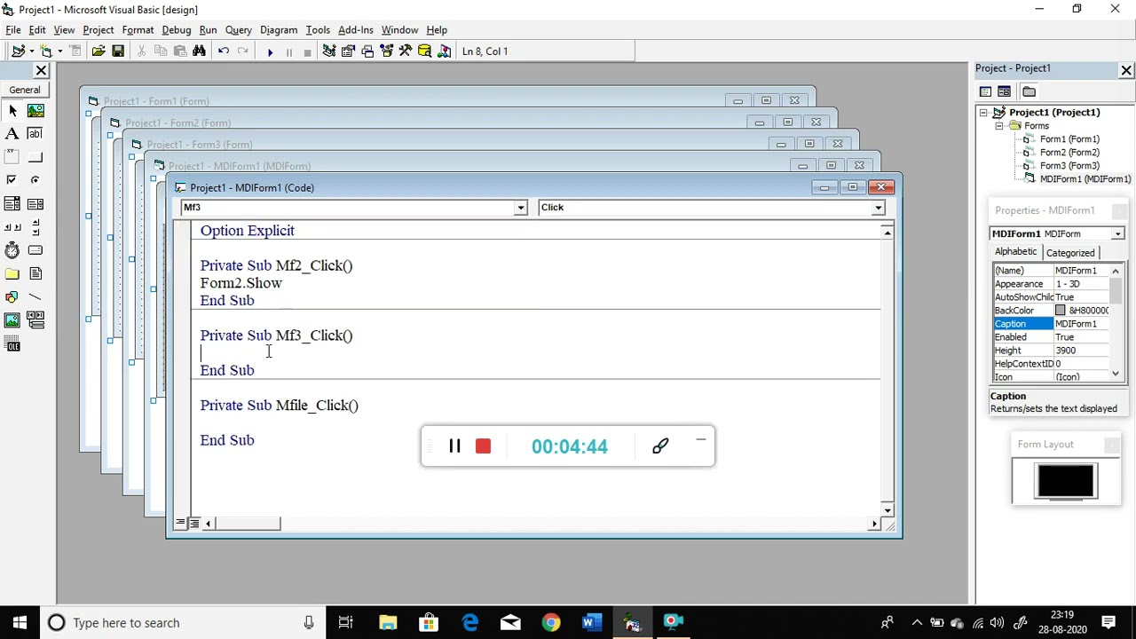 Creating MDI FORM  in VB 6 0 1