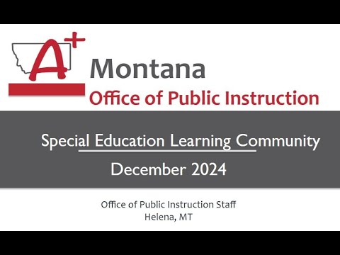 Special Education Learning Community December 2024