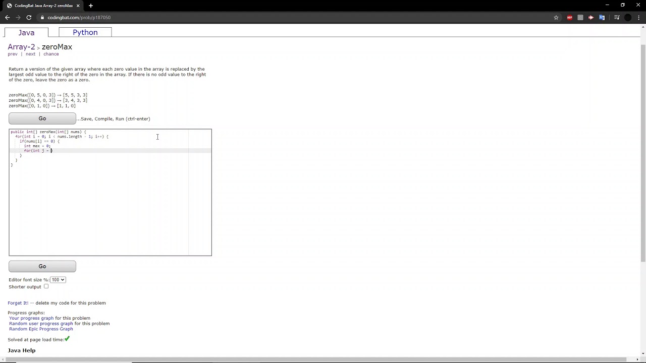 Array-2 (zeroMax) Java Tutorial || codingbat.com