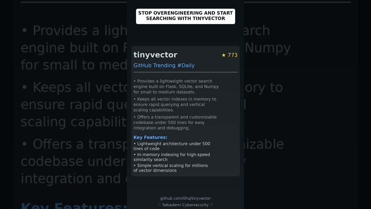 GitHub Trending Repositories: 0hq/tinyvector 🇬🇧