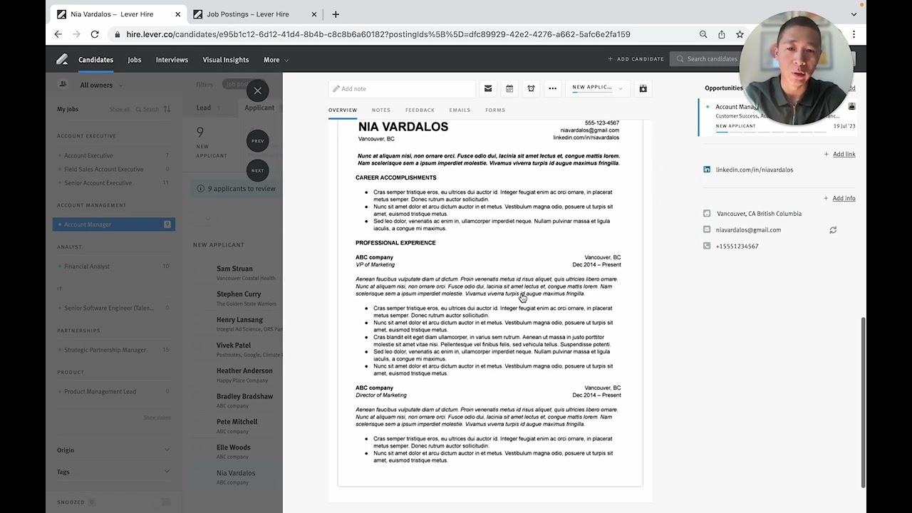 Lever ATS Review/Demo – How a recruiter can rapidly screen candidates + simple screening questions