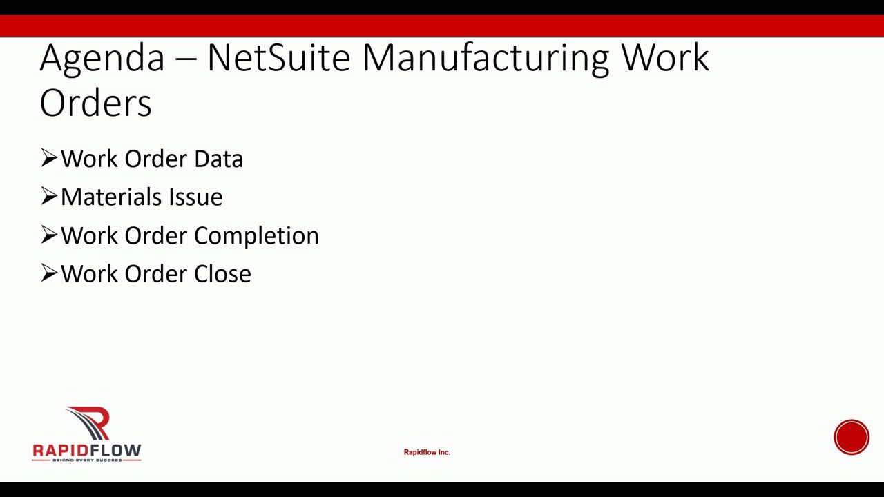 Work Order Execution In Oracle NetSuite