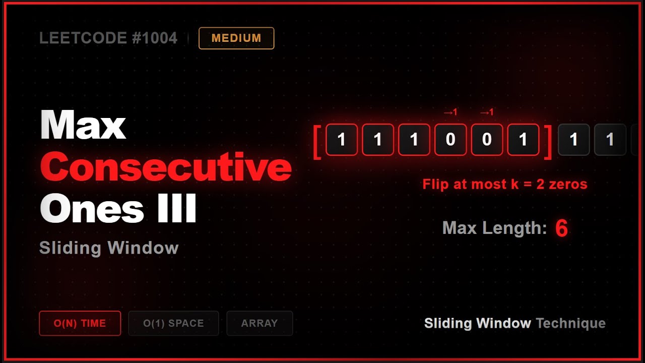LeetCode 75 #16: Max Consecutive Ones III | Python Solution