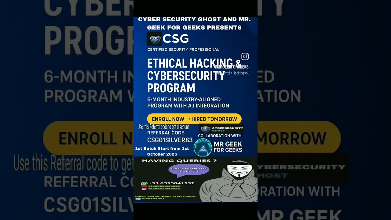 Enroll Now @CyberSecurityGhost