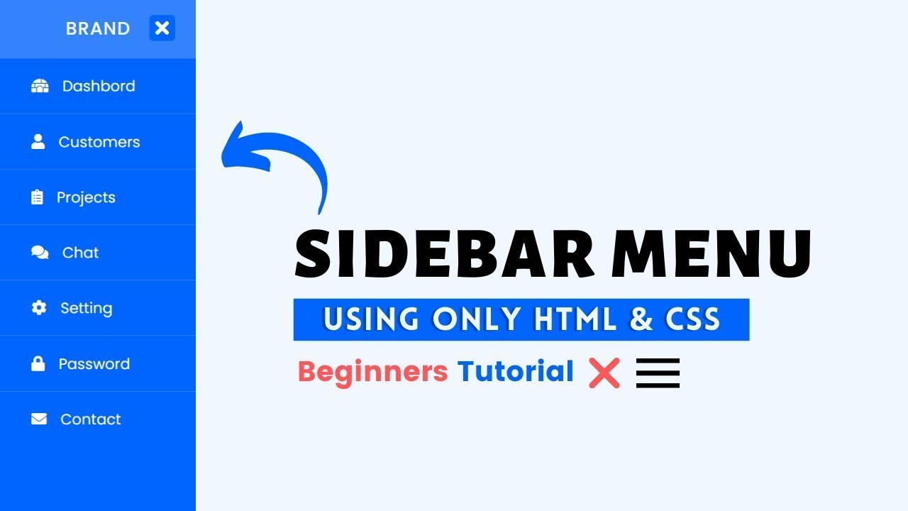 How to Create Sidebar Menu using HTML and CSS Step by Step