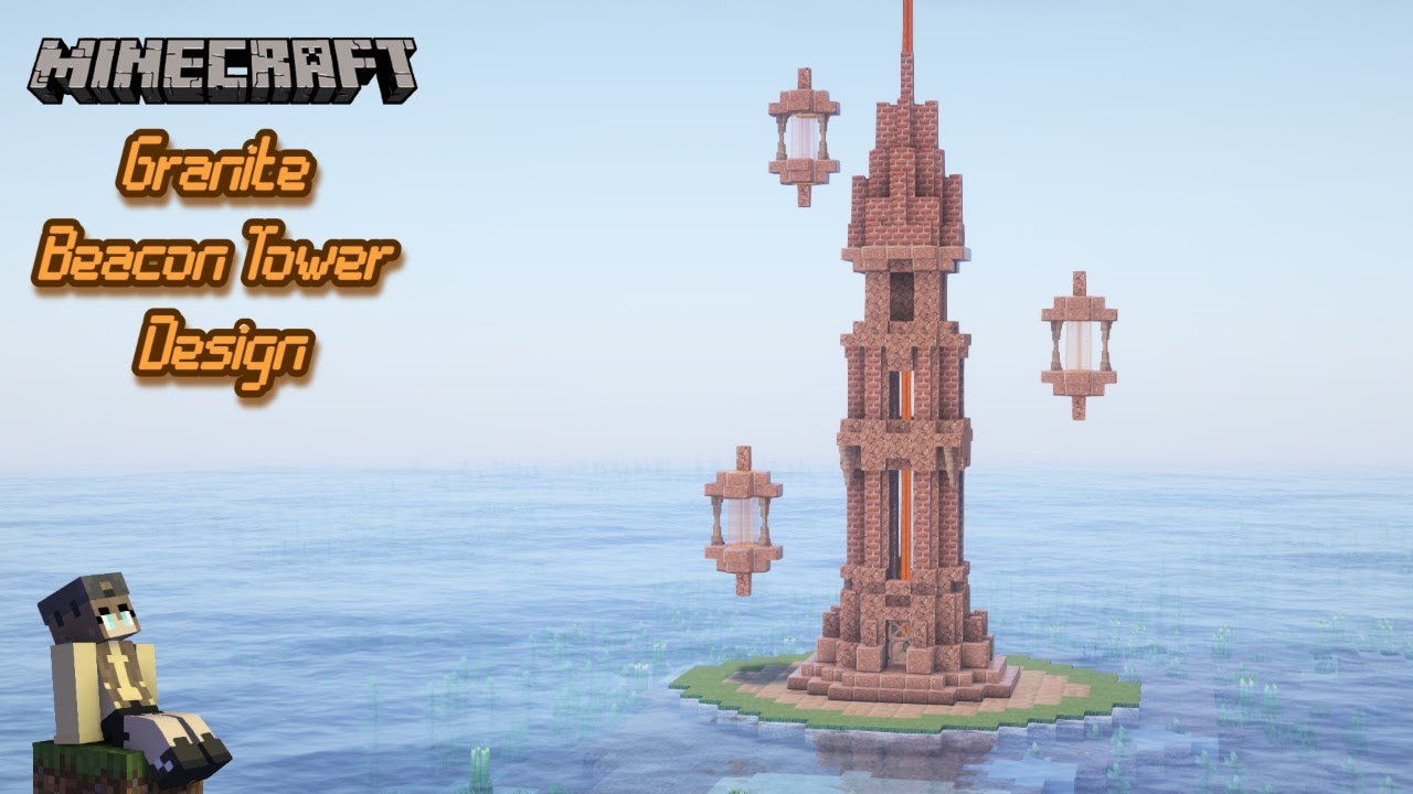 Minecraft | How To Build A Granite Beacon Tower Design [ Tutorial ]