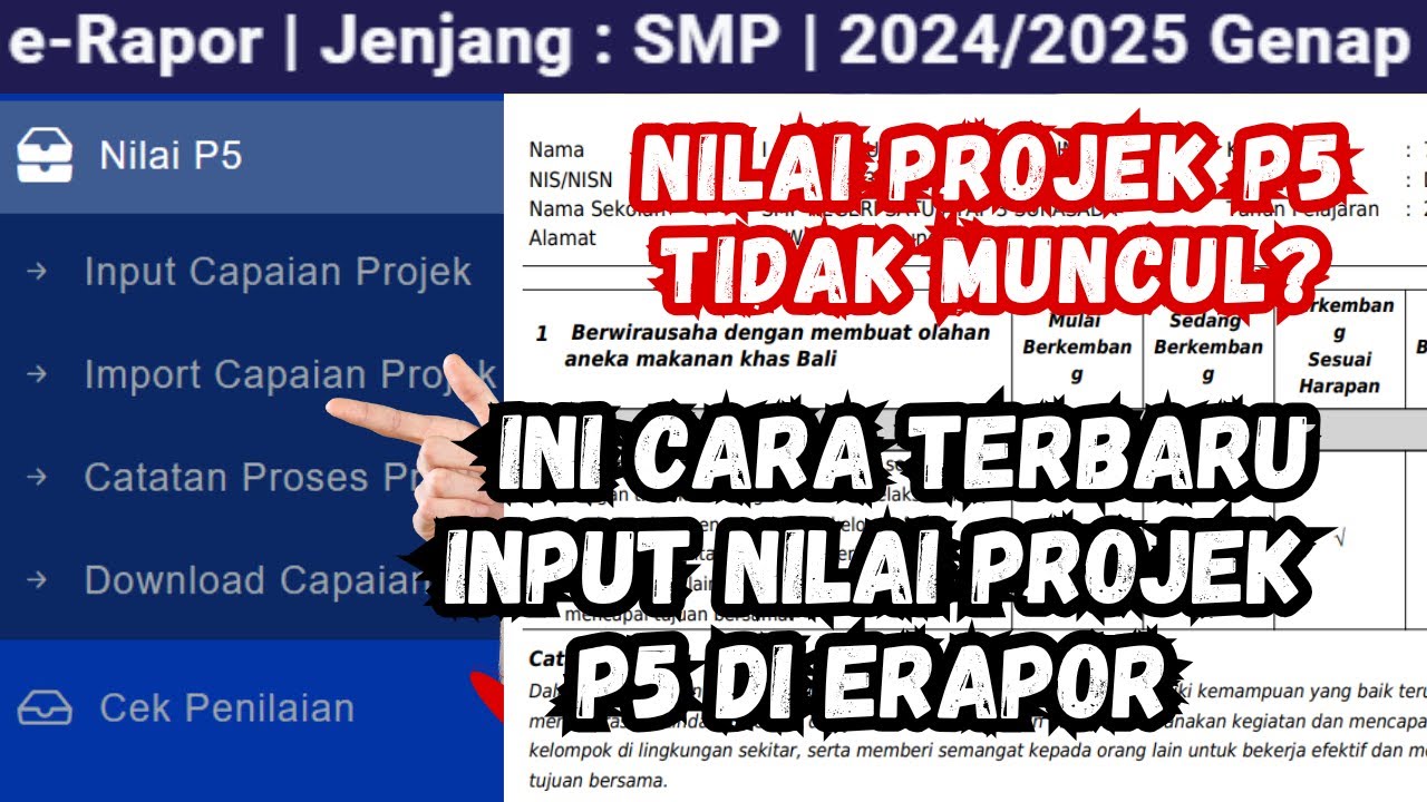 CARA INPUT NILAI PROJEK P5 DI ERAPOR SMP 2025 [Full Tutorial]
